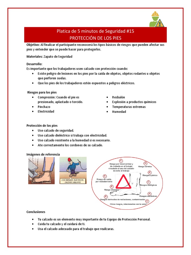 Platica de 5 Minutos 15 PROTECCIÓN DE PIES | PDF
