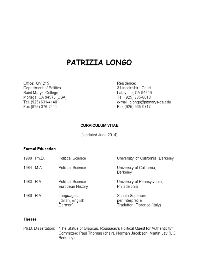 Curriculum Vitae 2014 | PDF | Political Philosophy | Women's Studies