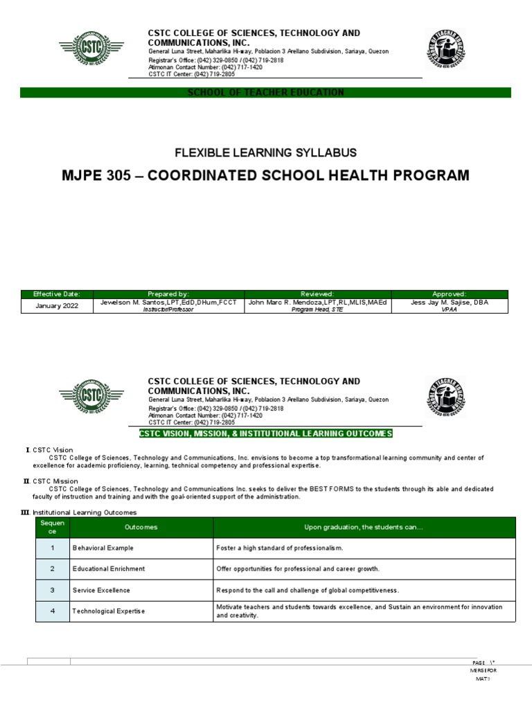 Fls Mjpe 305 Coordinated School Health Program | PDF | Evaluation ...