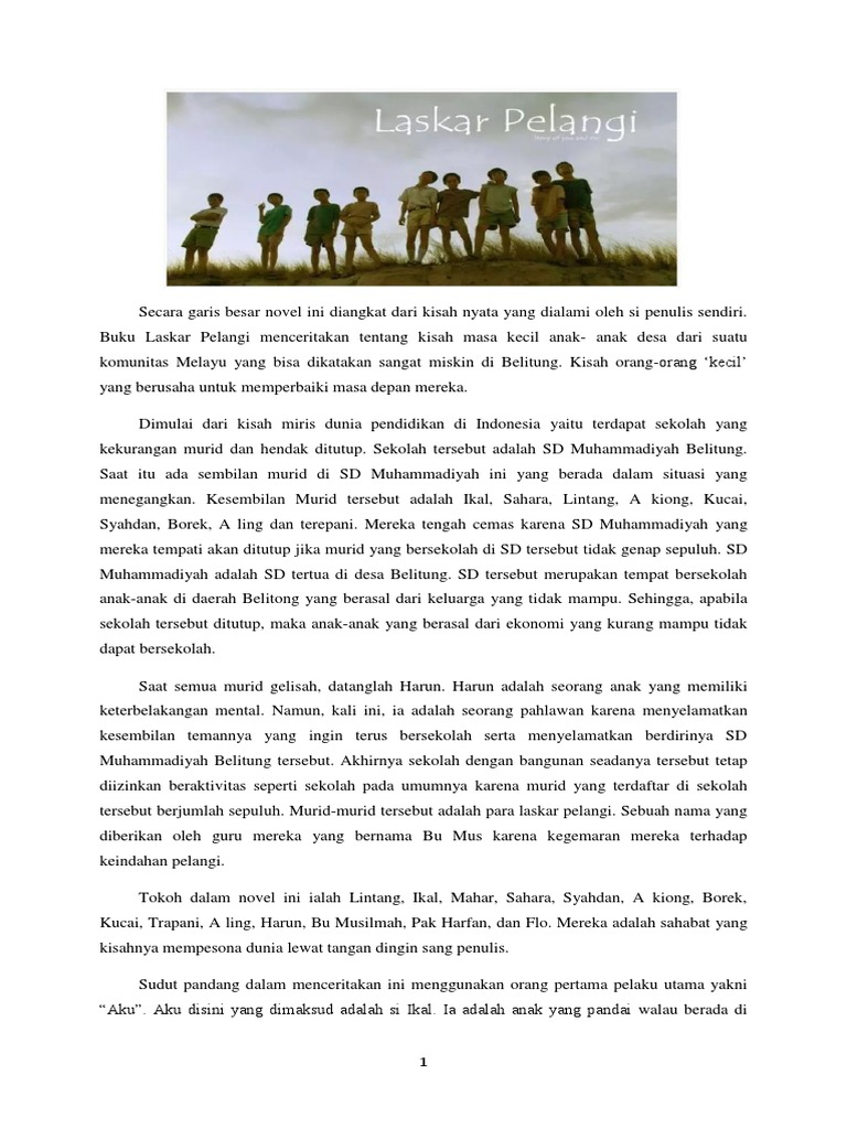 Sinopsis Lengkap Laskar Pelangi | PDF