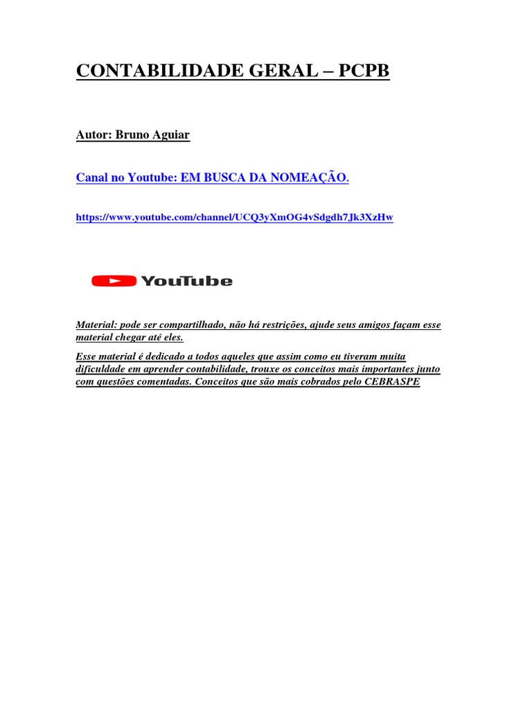 Contabilidade Geral - PCPB | PDF | Contabilidade | Relatório anual