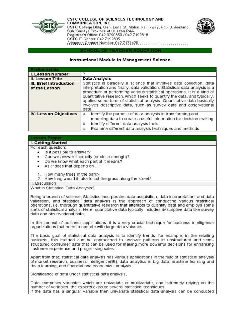 Management Science L7 | PDF | Statistics | Data Analysis
