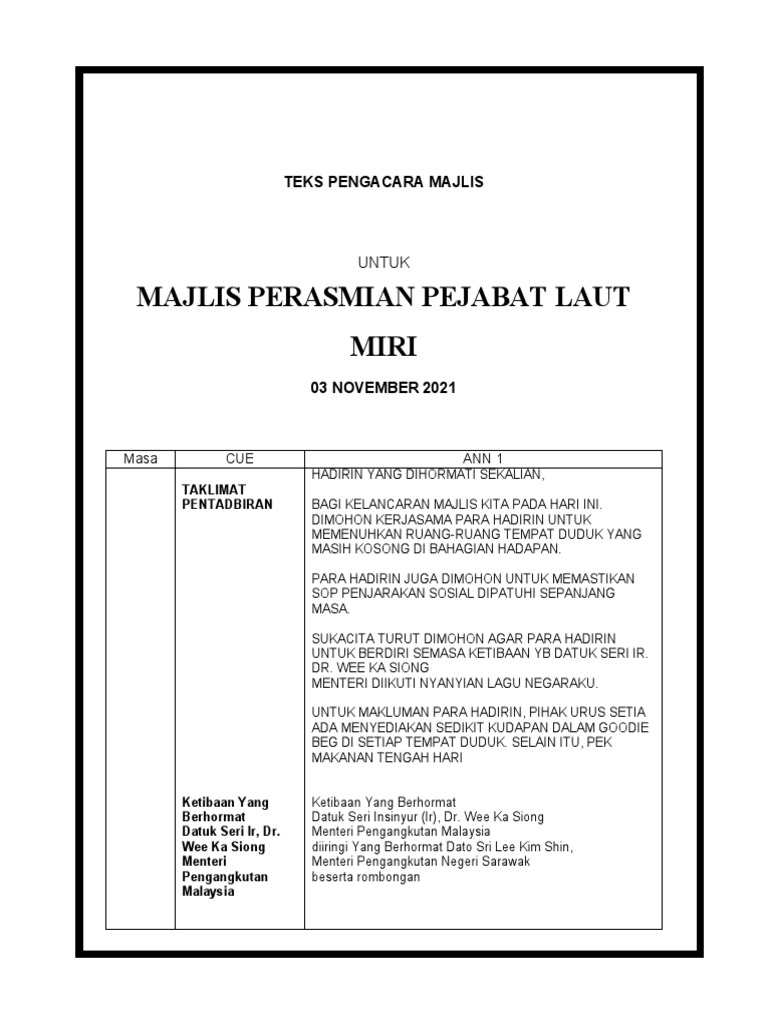 Perasmian Pejabat Laut Miri | PDF