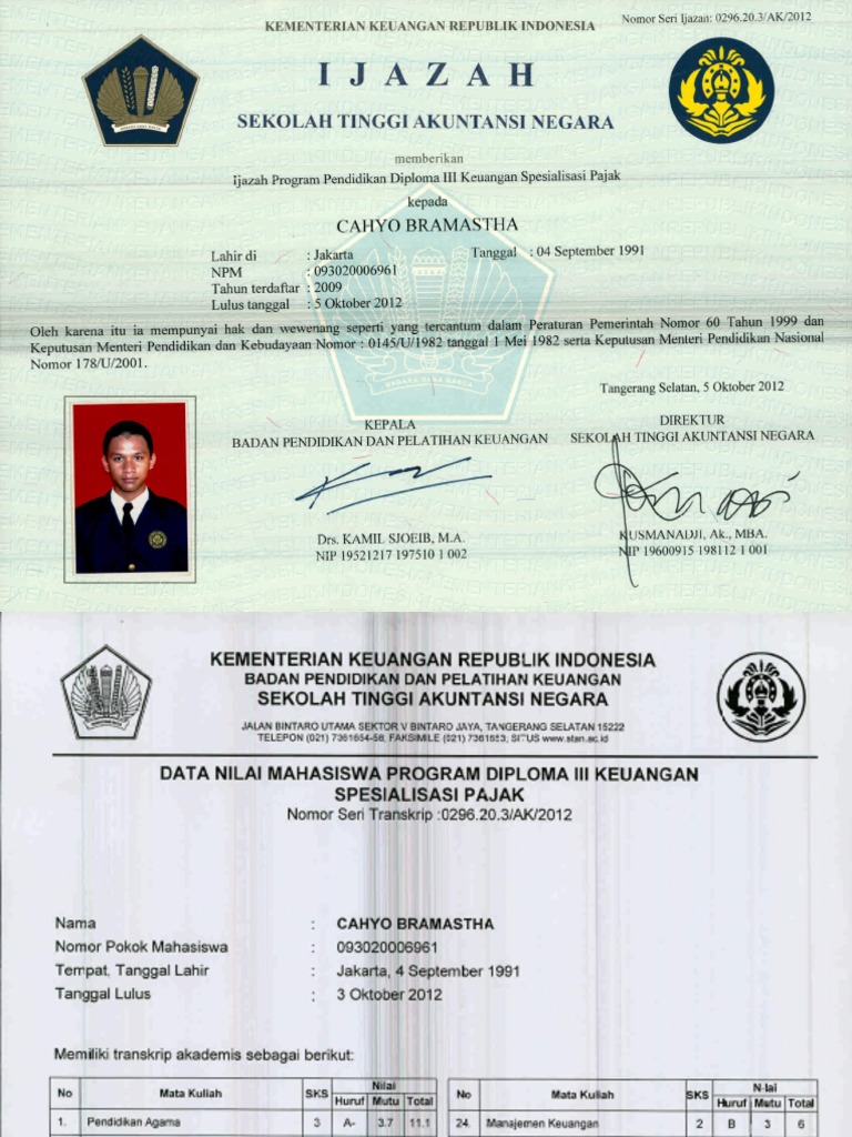 05 Ijazah Pendidikan Transkrip Nilai | PDF