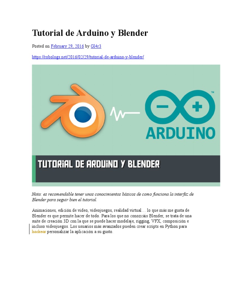 Tutorial de Arduino y Blender | PDF | Licuadora (Software) | Python (lenguaje de programación)