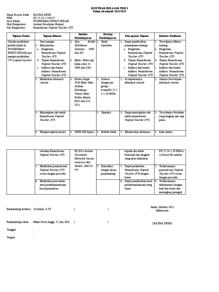 Kontrak Persalinan Ratna Dewi | PDF