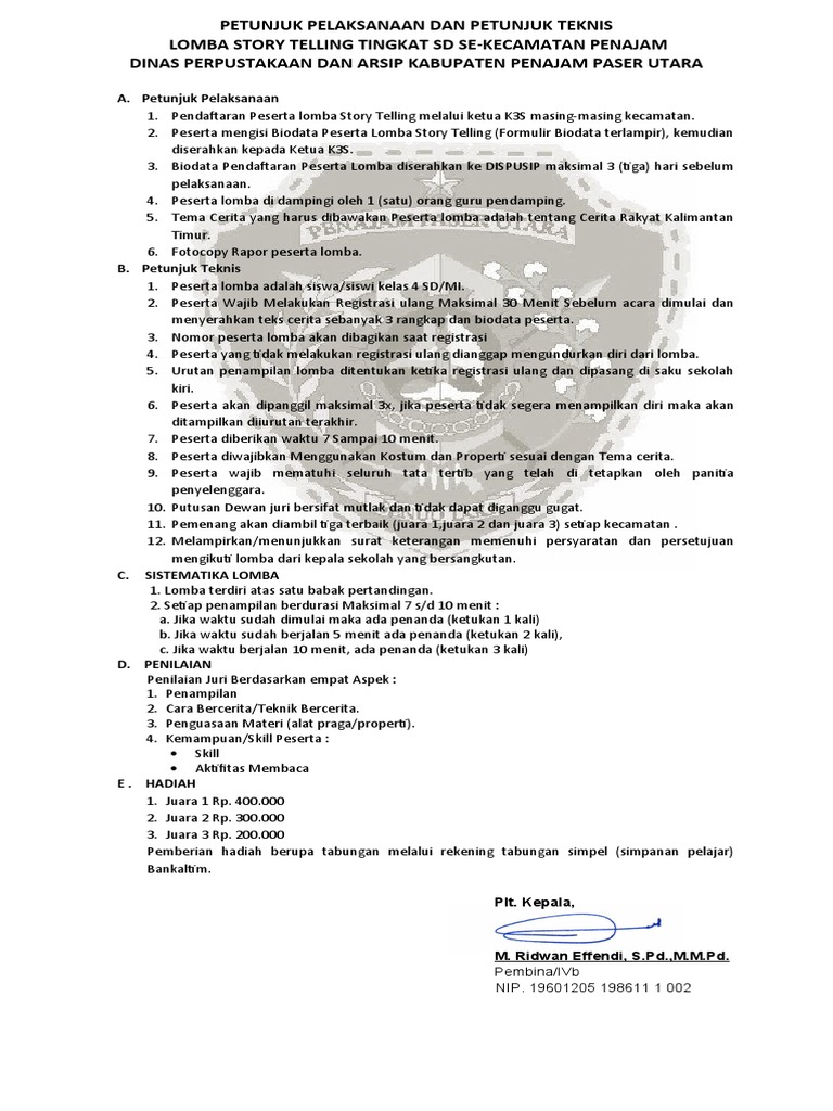 Contoh Juklak Juknis Lomba | PDF