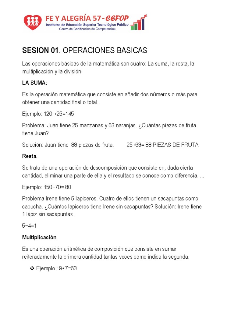 Sesion 01. Operaciones Basicas | PDF