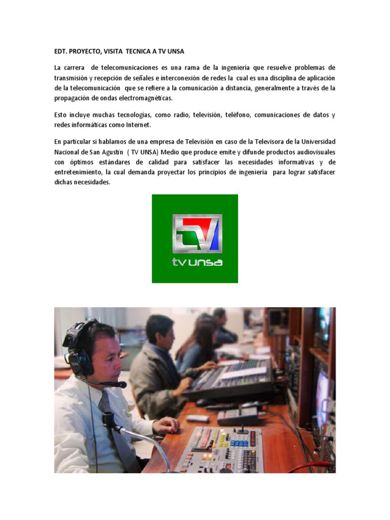 Visita Técnica a TV UNSA: Telecomunicaciones | PDF