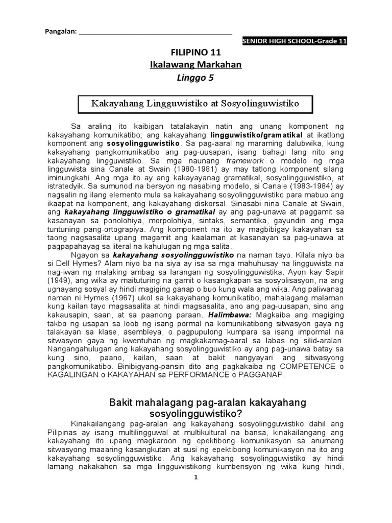 Filipino 11 - Quarter2 - Week5 | PDF