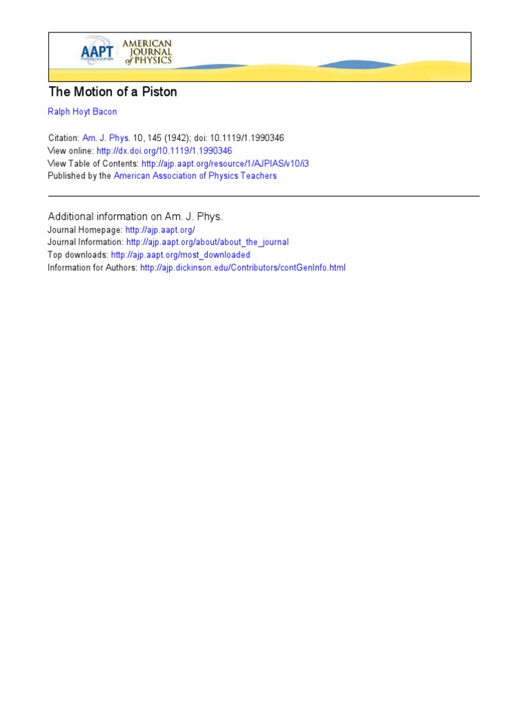 The Motion of a Piston | PDF
