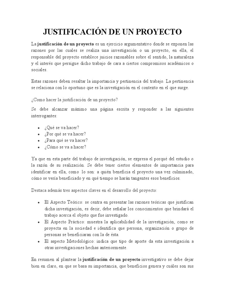 Justificación de Un Proyecto | PDF | Cognición