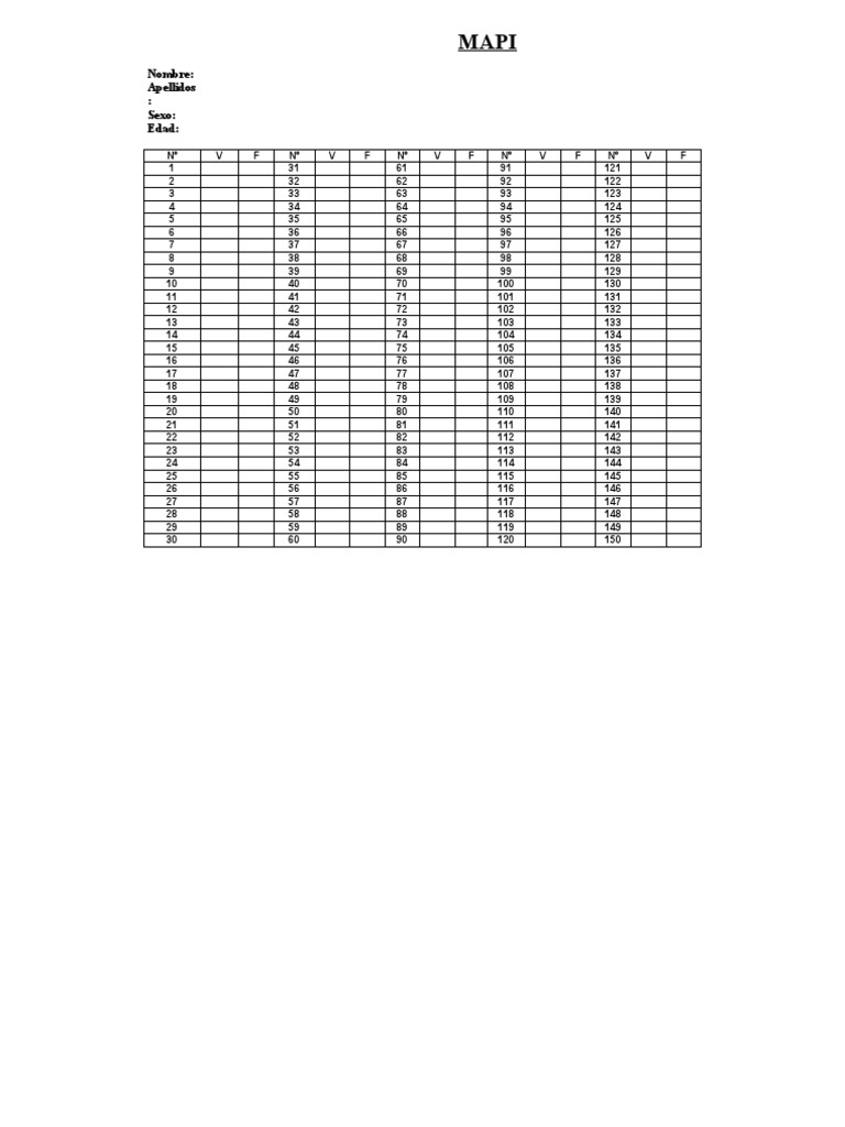MAPI Hoja de Respuesta | PDF