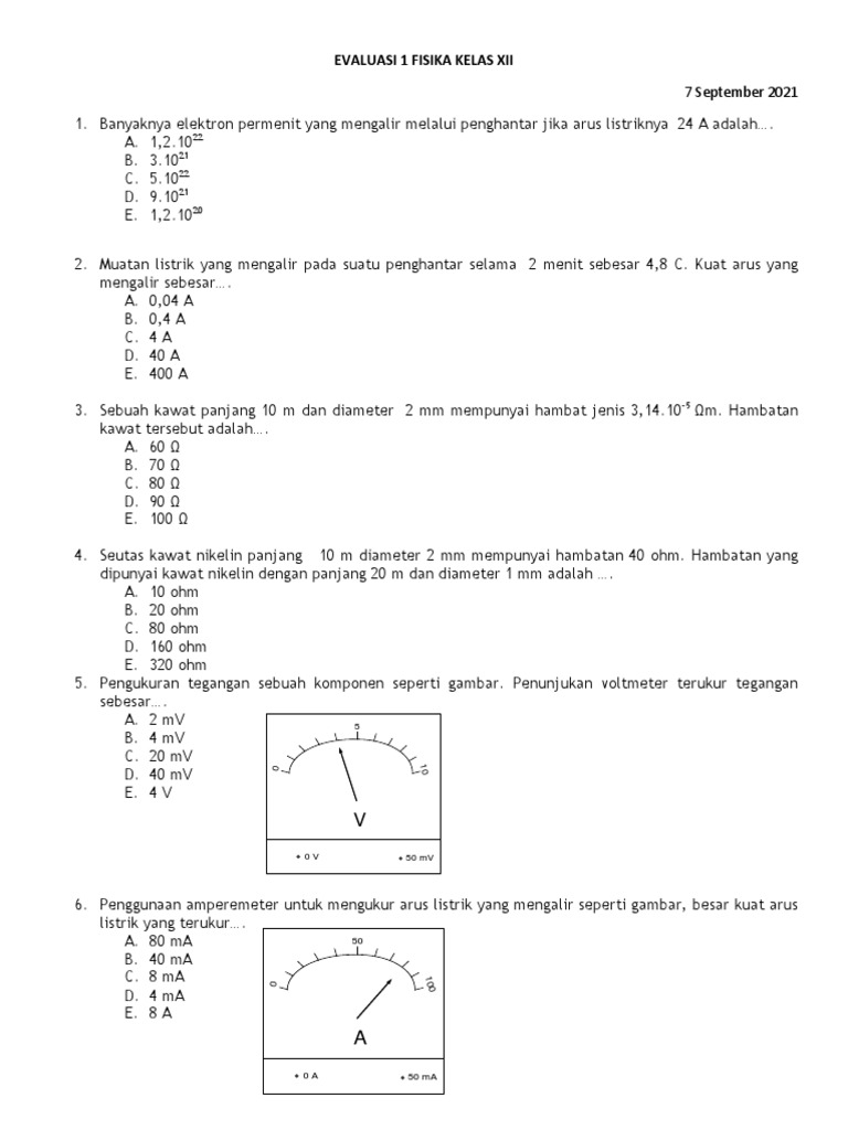 Evaluasi 1 Fisika Kelas Xii | PDF