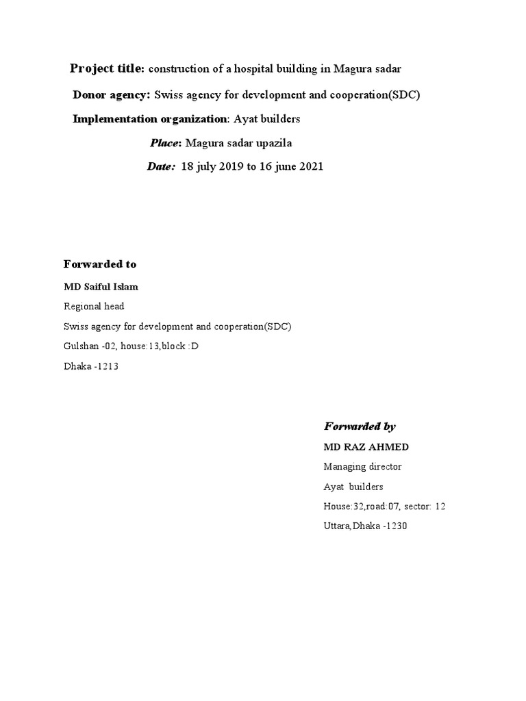 Project Proposal On Construction of A Ho | PDF | Evaluation | Health Care