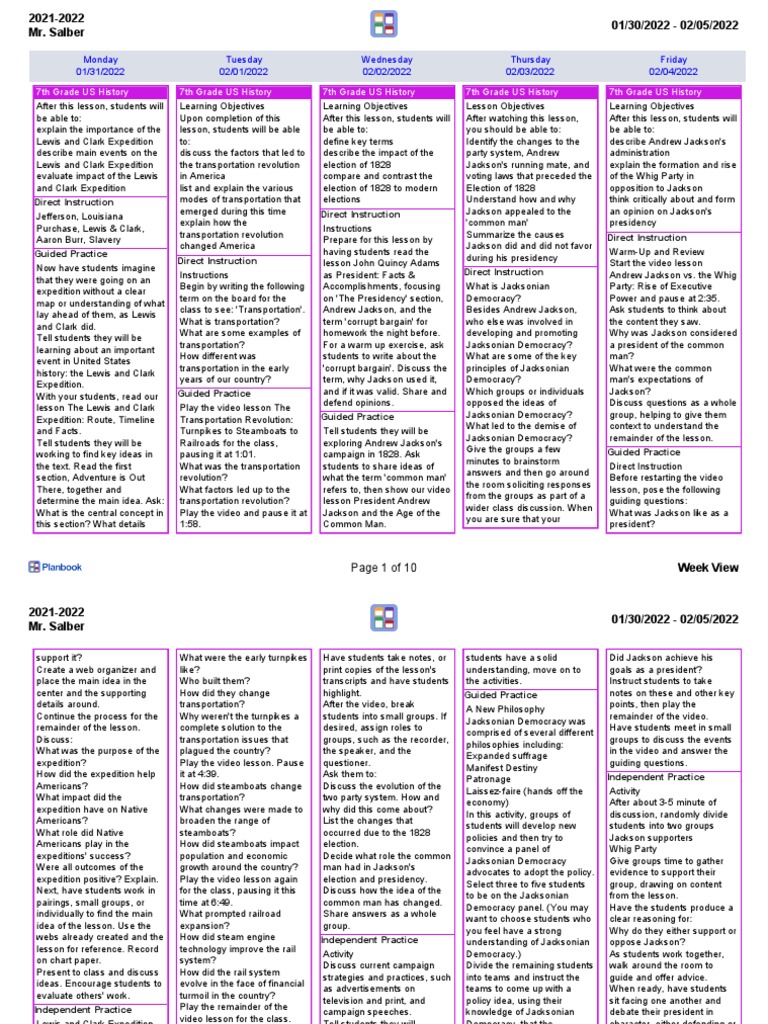 7th Grade US History Q3 Week 4 | PDF | Lewis And Clark Expedition ...