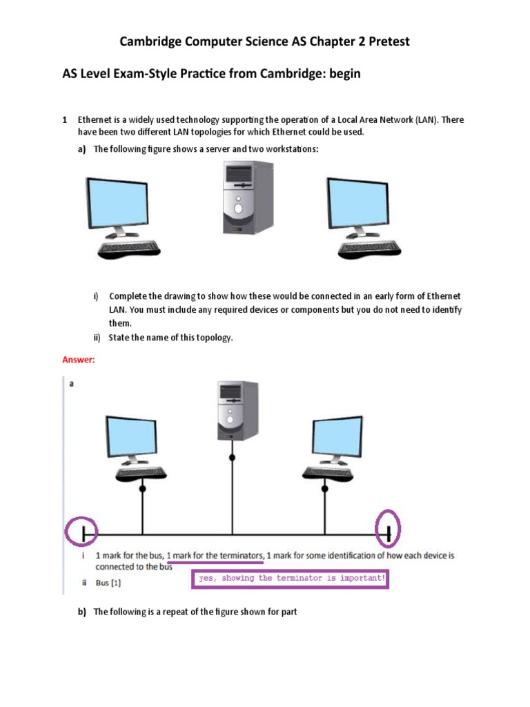 Cambridge Computer Science AS Chapter 2 Pretest AS Level Exam-Style ...