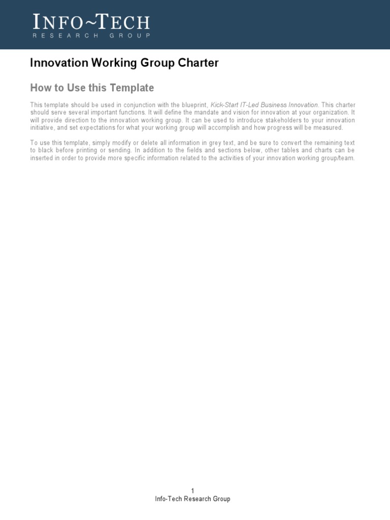 Innovation Working Group Charter Template | PDF | Innovation | Prototype