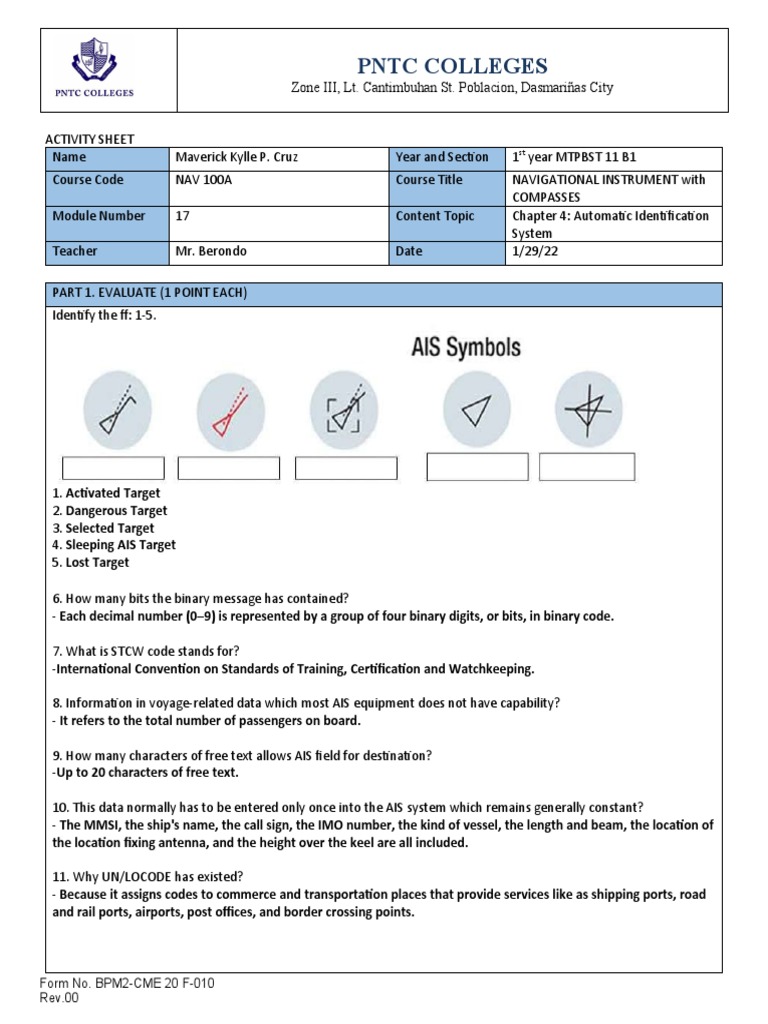 PNTC Colleges: Form No. BPM2-CME 20 F-010 Rev.00 | Download Free PDF ...