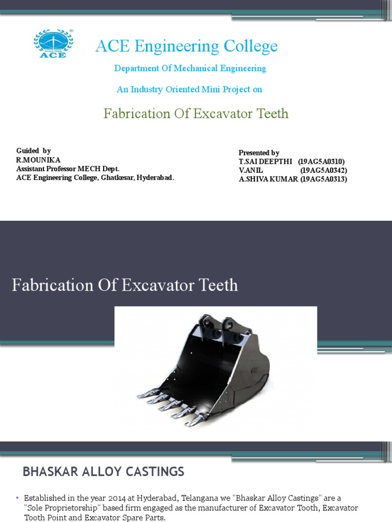 Sec B Batch 5 Fabrication of Excavator Teeth | PDF | Casting ...