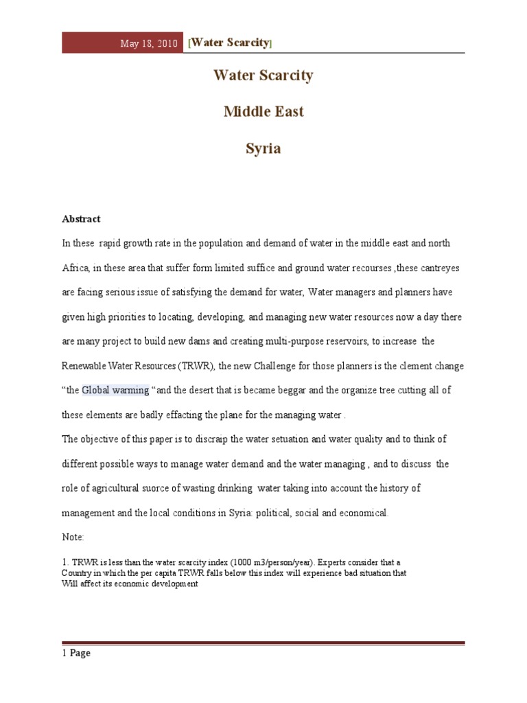 Middle East Water Scarcity Challenges | PDF | Water Scarcity | Water