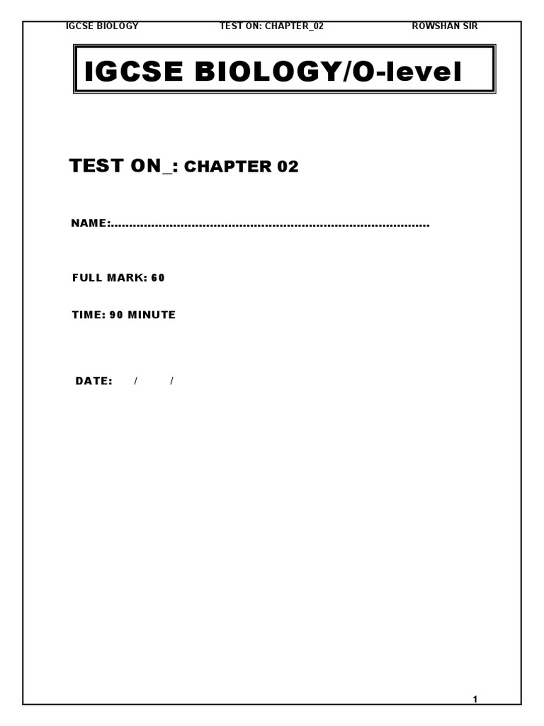 IGCSE BIOLOGY/O-level: Test On | PDF | Cell (Biology) | Plants