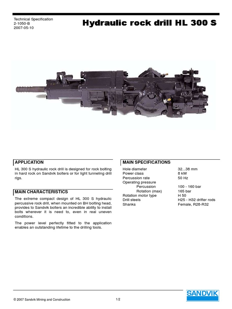 Hydraulic Rock Drill HL 300 S Hydraulic Rock Drill HL 300 S Hydraulic ...