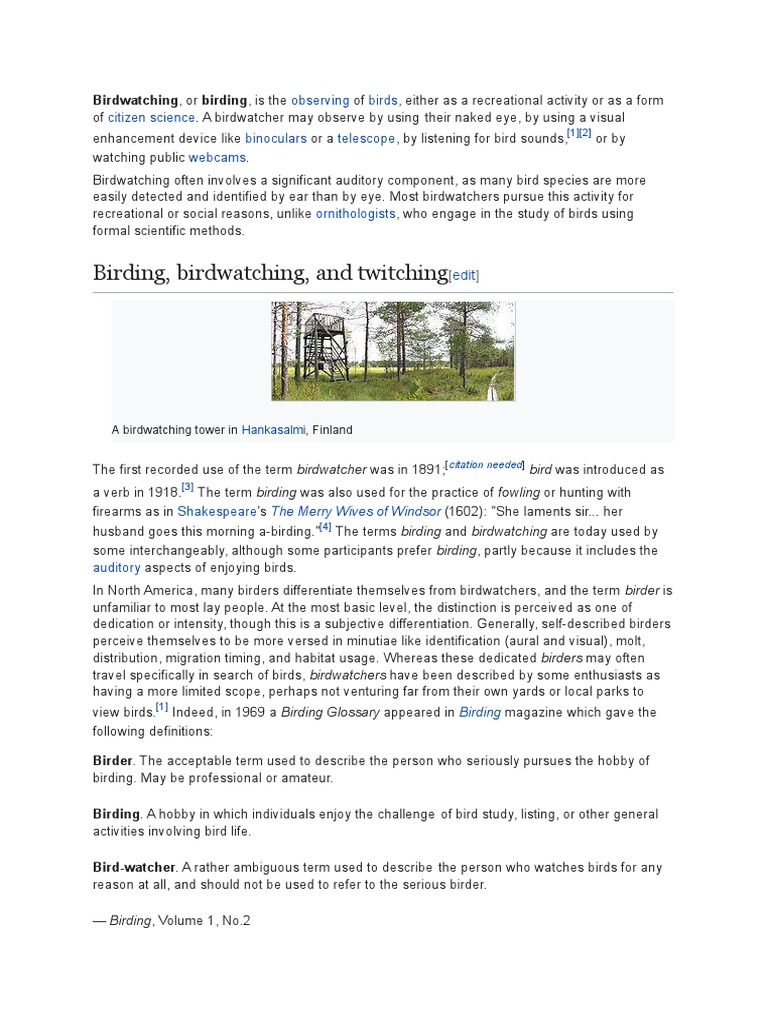 Birding, Birdwatching, and Twitching: Observing Birds Citizen Science ...