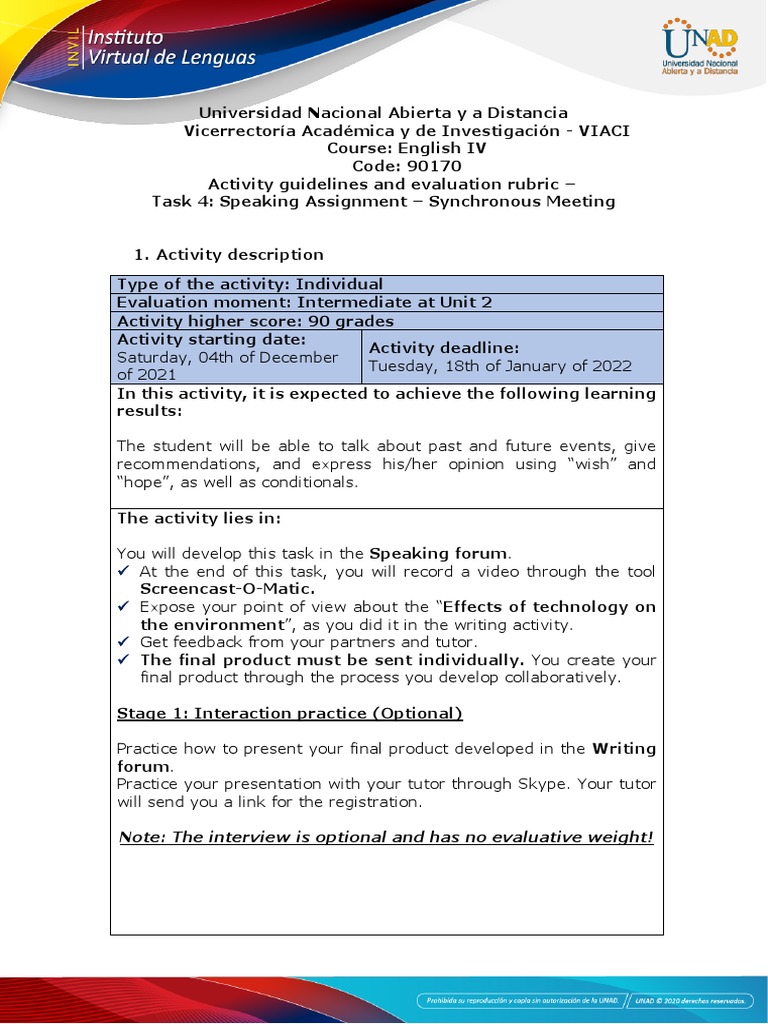 English IV Speaking Assignment Guide | PDF | Plagiarism | Turnitin