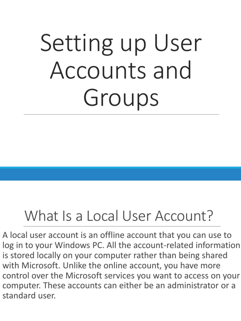 Lec-7 Setting Up User Account | PDF | Microsoft Windows | User (Computing)