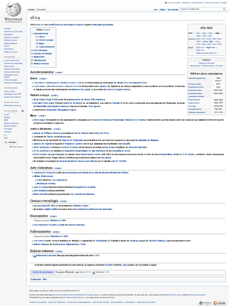 Año 1604 | PDF | Wikipedia