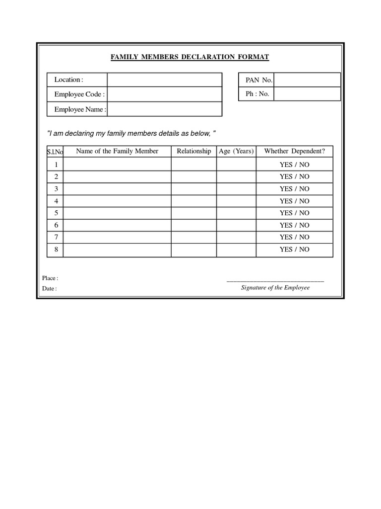 Family Members Declaration Form | PDF