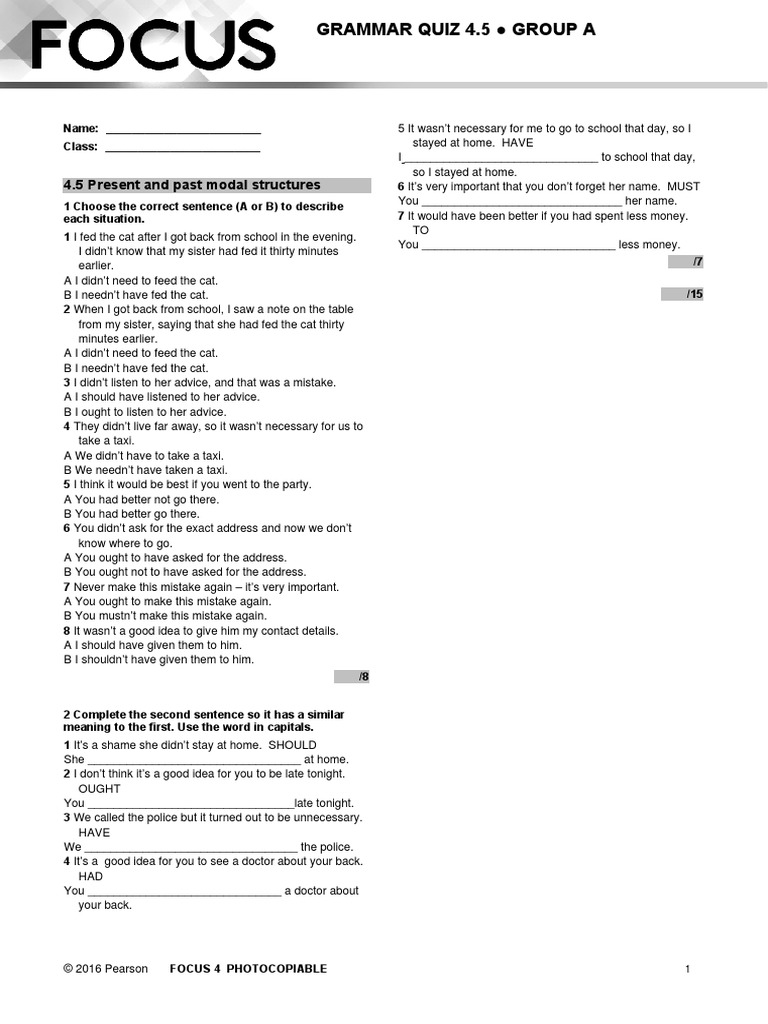 4.5 Present and Past Modal Structures | PDF | Linguistics | Cognitive ...