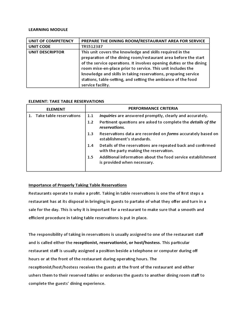Lesson Plan TRS512387 | PDF | Tableware | Restaurants