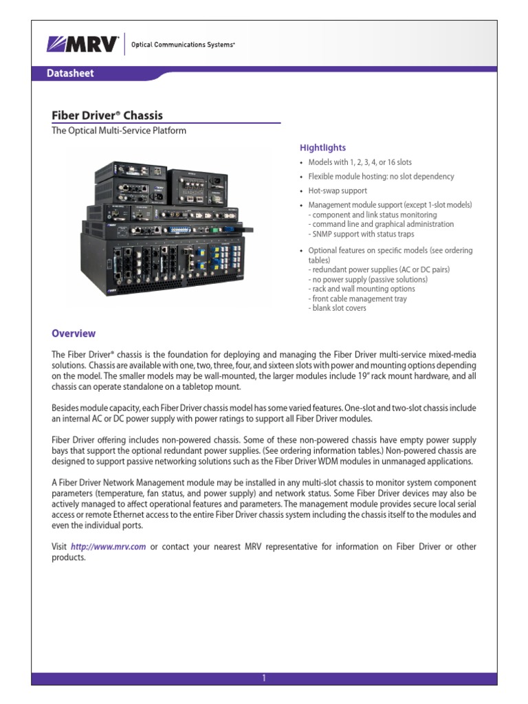 Fiber Driver® Chassis: Datasheet Datasheet | PDF | Power Supply ...