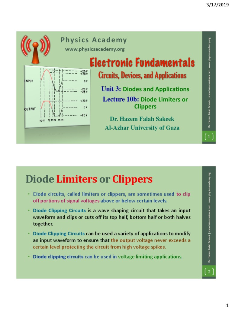 Clipper or Limiter Circuits | PDF | Diode | Voltage