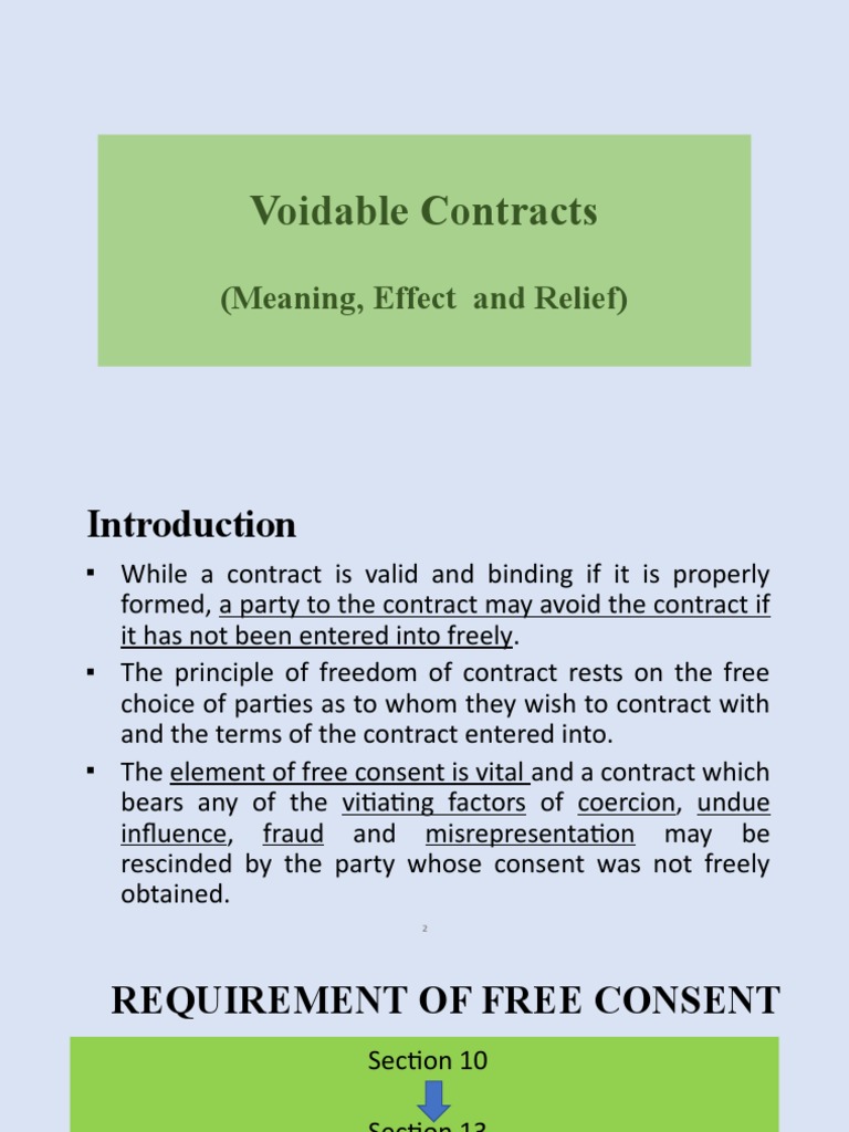 Chapter 1a Voidable Contract | PDF | Misrepresentation | Common Law