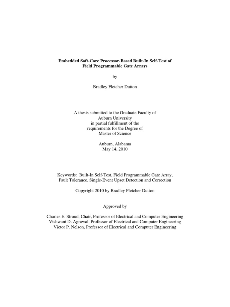 Embedded Soft Core Processor Based Built In Self Test Of Field