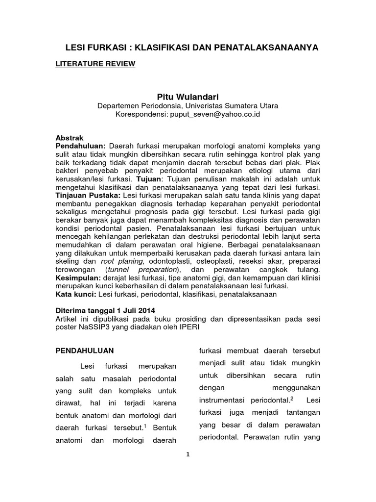 Lesi Furkasi: Klasifikasi & Penanganan | PDF