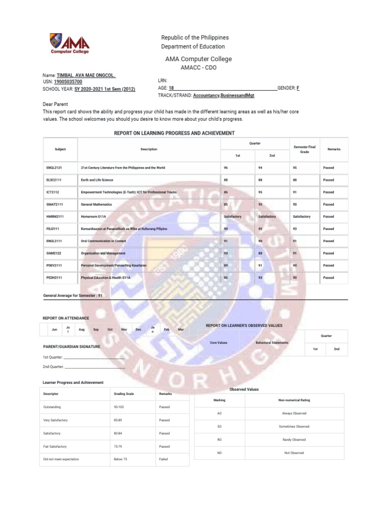 AMA Computer College: Republic of The Philippines Department of ...