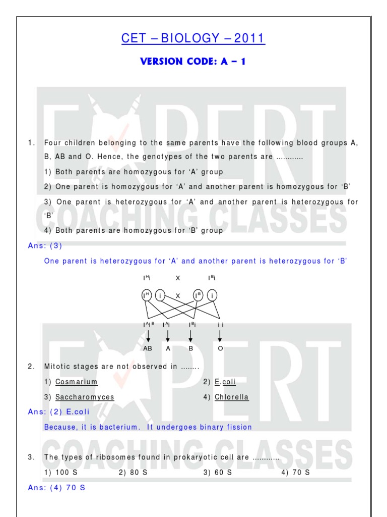Cet - Biology - 2011: Version Code: A - 1 | PDF | Science | Botany