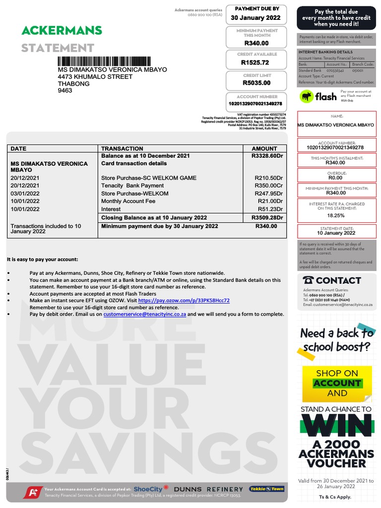 Statement 2 | PDF | Debit Card | Payments