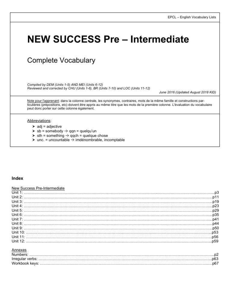 New Success Pre-Int Voc 2018 Updated Cover | PDF | Language Arts ...