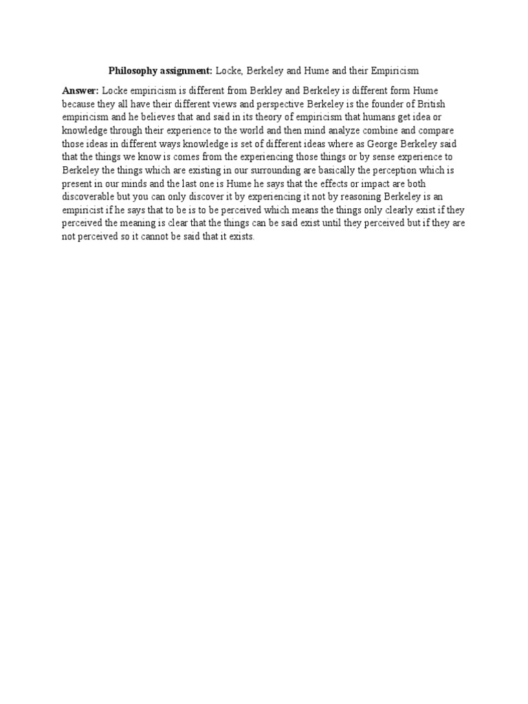 Locke, Berkeley and Hume and Their Empiricism | PDF | Philosophy ...