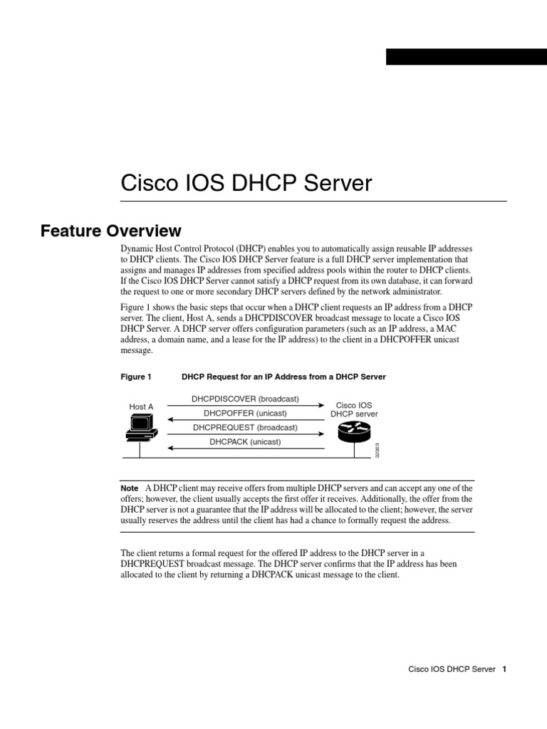 Cisco Ios Dhcp Server Feature Overview Pdf Application Layer