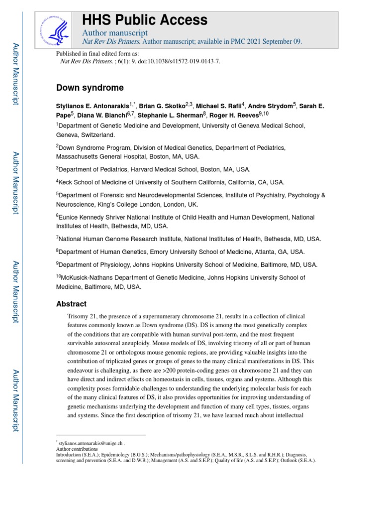 Nihms-1737500 Down Syndrome | PDF | Dna Methylation | Gene Expression