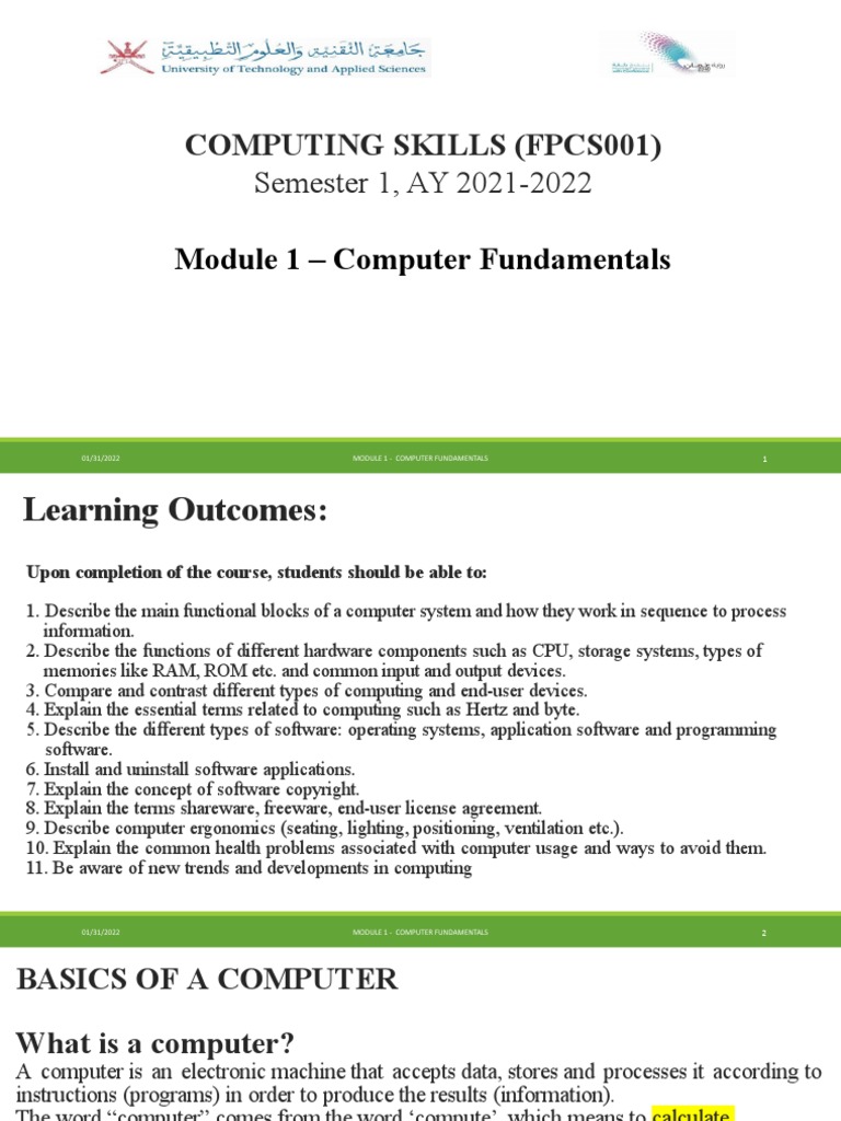 Module 1 - Computer Fundamentals PPT | PDF | Computer Data Storage ...