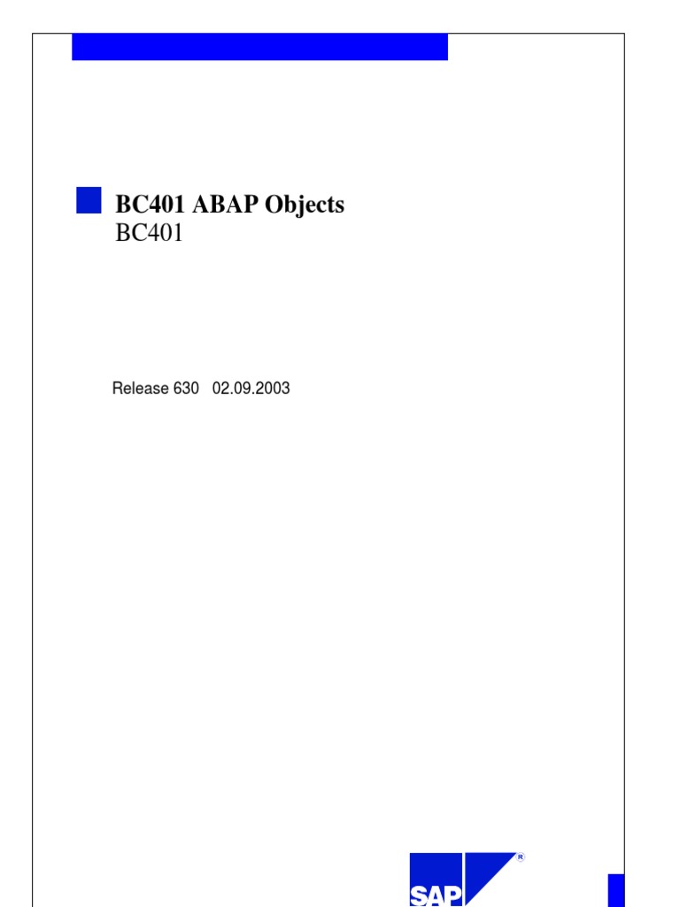BC401 ABAP Objects: Release 630 02.09.2003 | PDF | Class (Computer Programming) | Inheritance ...