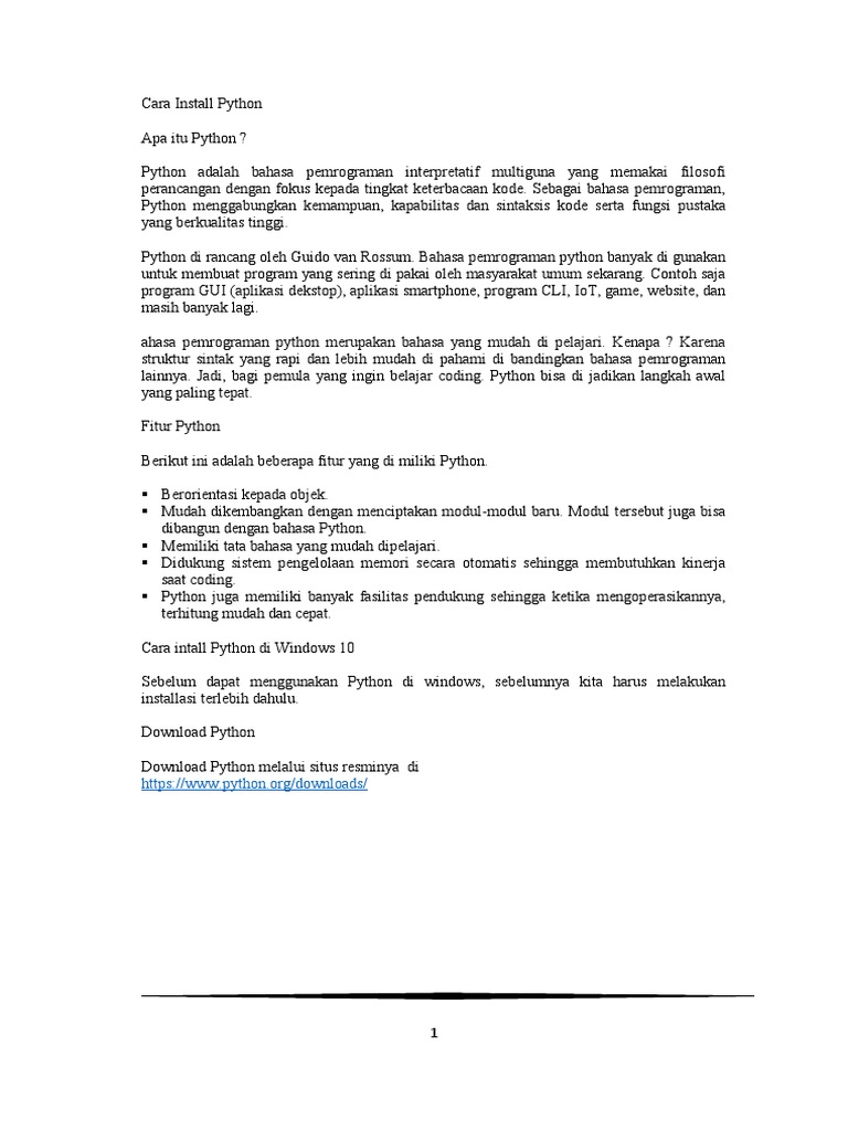 Panduan Instalasi Python di Windows 10 | PDF