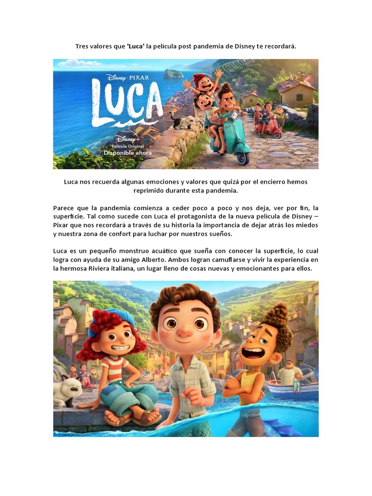 Valores de amistad en "Luca" de Disney | PDF | Arte | Libros para ...